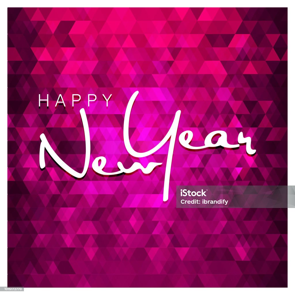 Happy New Year Typography With Abstract Background Design Vector Stock
