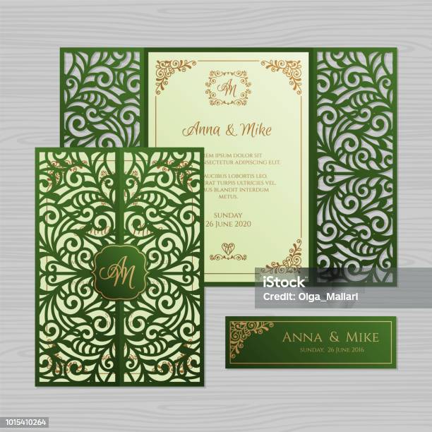 Undangan Pernikahan Atau Kartu Ucapan Dengan Ornamen Vintage Templat