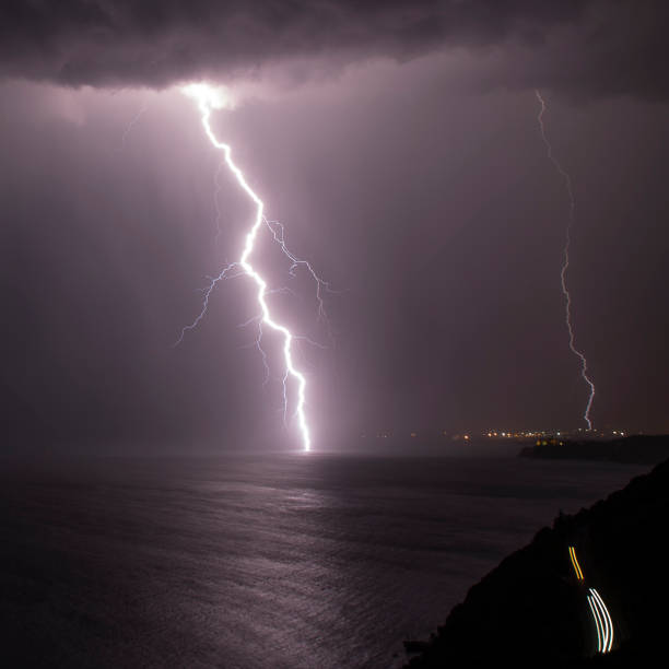 Free Stock Photo of Lightning Bolt Over Ocean | Download Free Images ...