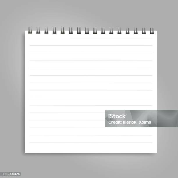 Notebook Notepad Spiral Realistis Kosong Diisolasi Pada Vektor Putih