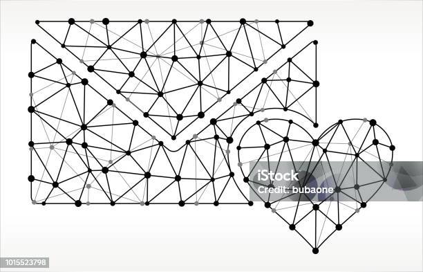 Love Letter And Heart Triangle Node Black And White Pattern Stock