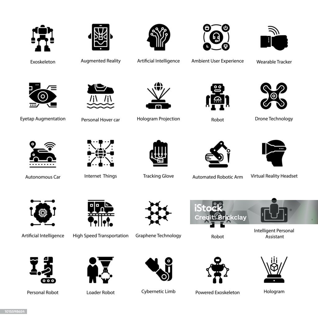 Artificial Intelligence Glyph Vector Icons Set Stock Illustration ... Artificial Intelligence Glyph Vector Icons Set Stock Illustration ...