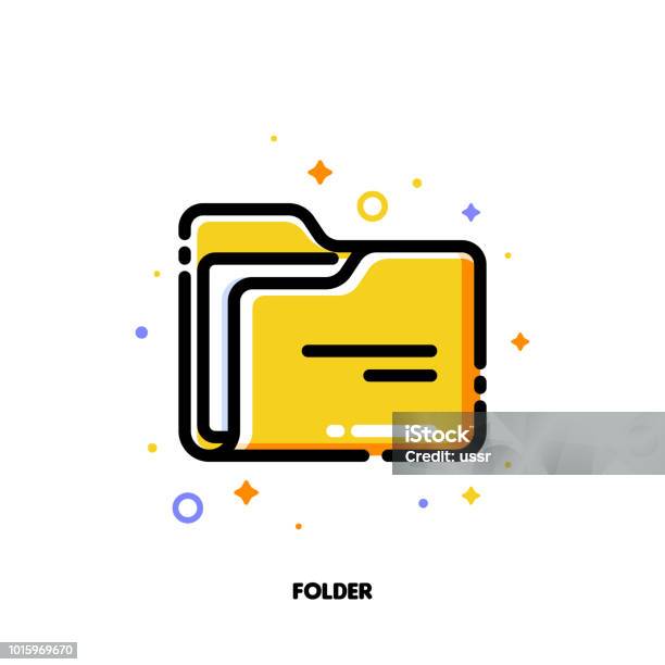 Ikon Folder Dengan Konsep Kerja Kertas Untuk Kantor Gaya Kerangka Yang