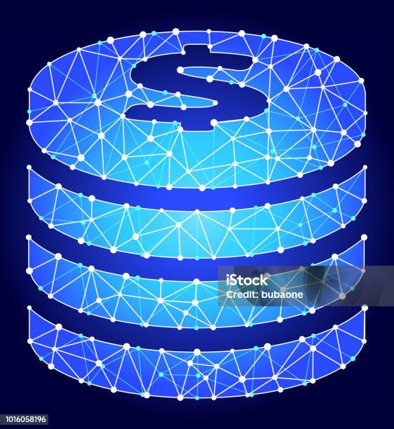 Coin Stack Blue Triangle Node Vector Pattern Stock Illustration