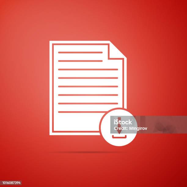 Dokumen Dengan Ikon Tanda Unduhan Diisolasi Pada Latar Belakang Merah