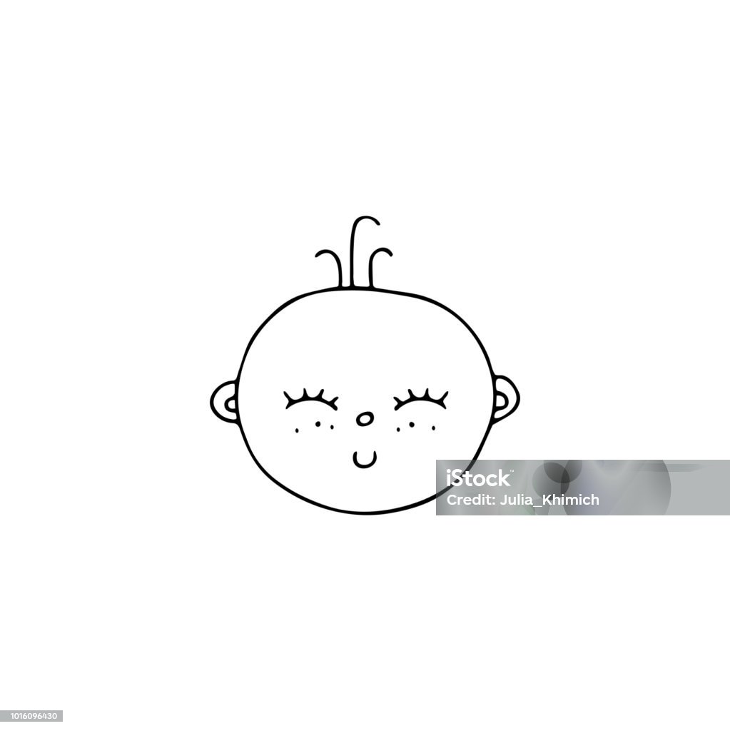 Ilustración De Vector Mano Dibujada Objeto Cara De Chico Lindo Y Más Vectores Libres De Derechos