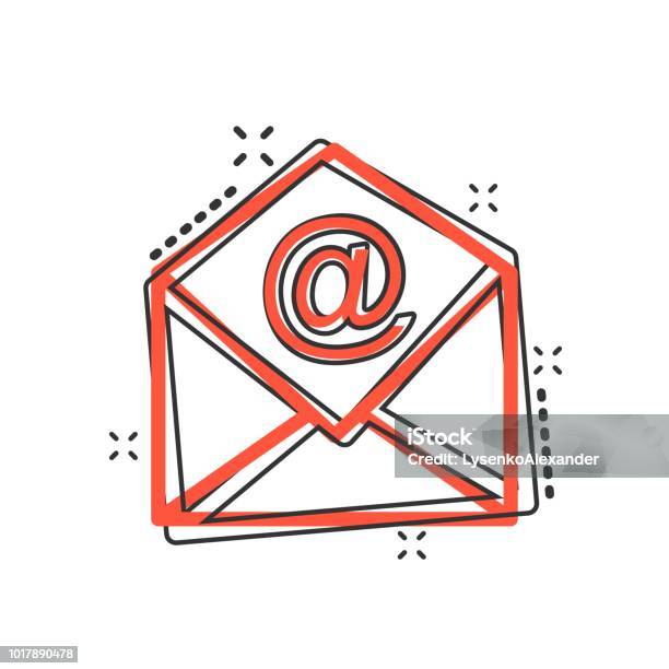 Icône Denveloppe Courrier Vector Bande Dessinée Dans Le Style Comique