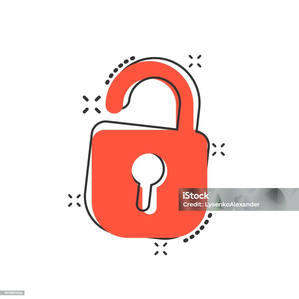 Icône De Cadenas Vector Bande Dessinée Dans Le Style Comique Cadenas