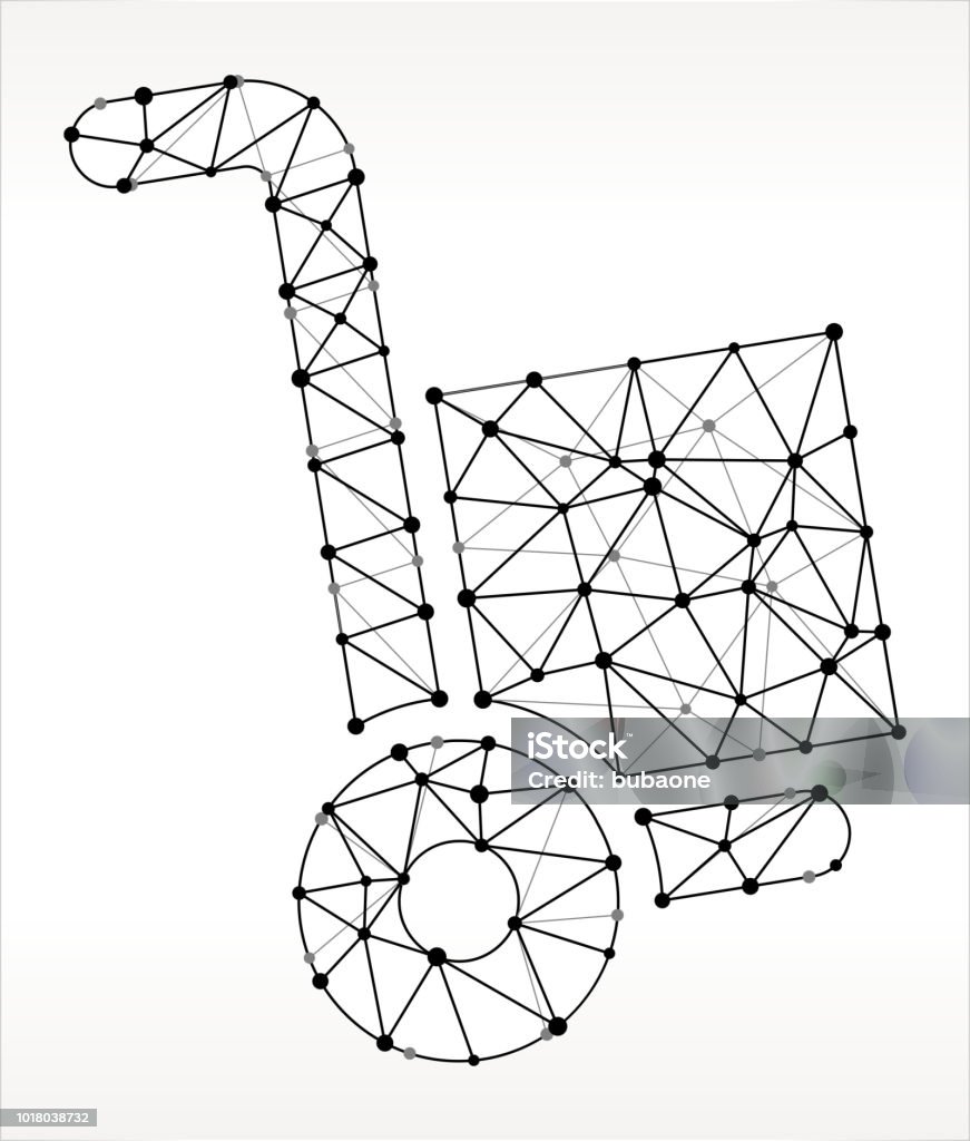 Push Cart Triangle Node Black And White Pattern Stock Illustration