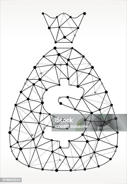 Money Bag Triangle Node Black And White Pattern Stock Illustration