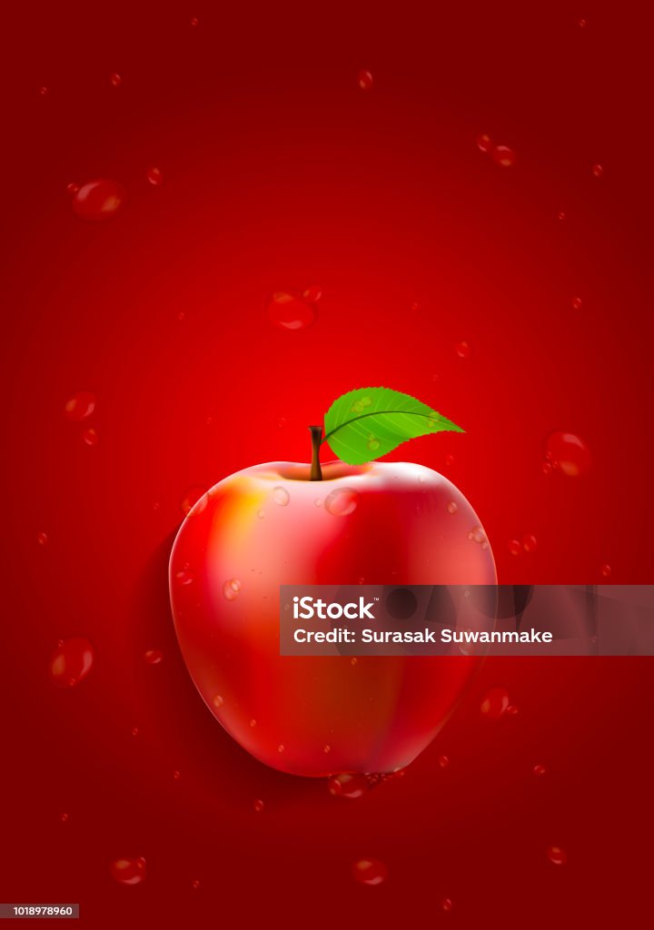 Merah Apel Merah Latar Belakang Dengan Tetesan Air Cocok Untuk