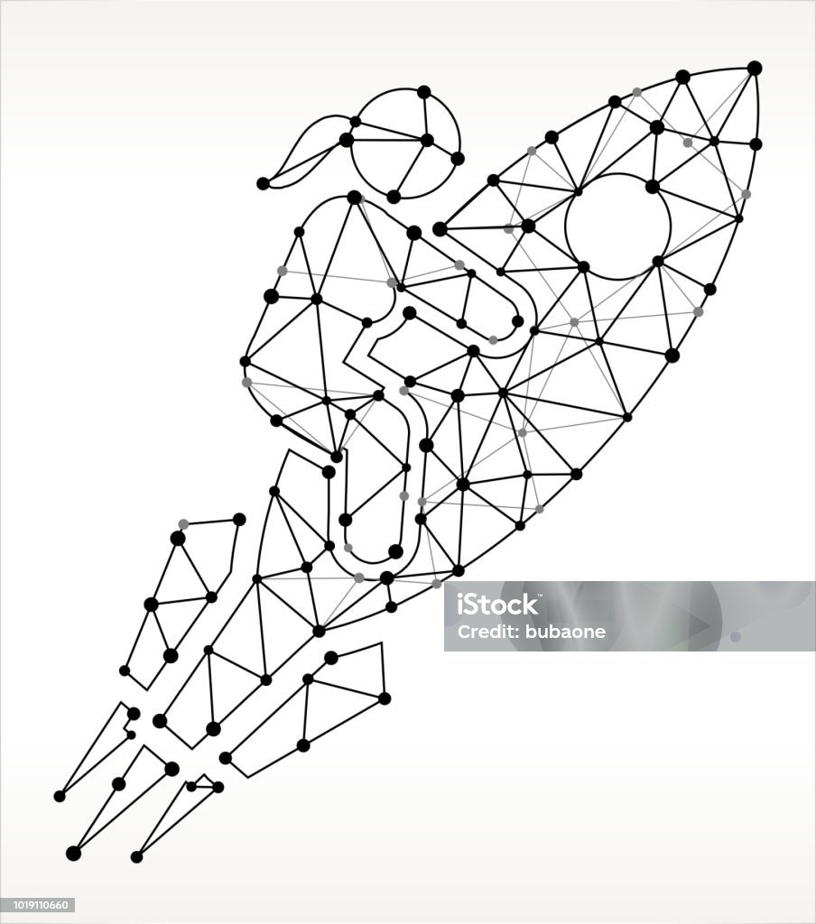 Rocket Triangle Node Black And White Pattern Stock Illustration