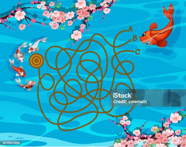 Permainan Labirin Ikan Koi Ilustrasi Stok Unduh Gambar Sekarang