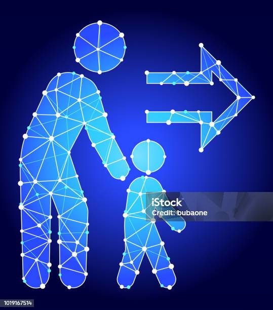 Walk Training Blue Triangle Node Vector Pattern Stock Illustration