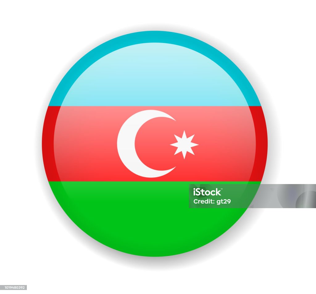 Bendera Azerbaijan Ikon Terang Bulat Pada Latar Belakang Putih ... Bendera Azerbaijan Ikon Terang Bulat Pada Latar Belakang Putih ...