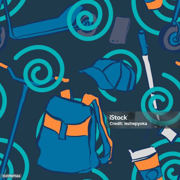 Sketsa Doodle Yang Digambar Dengan Tangan Dengan Objek Modern Ilustrasi