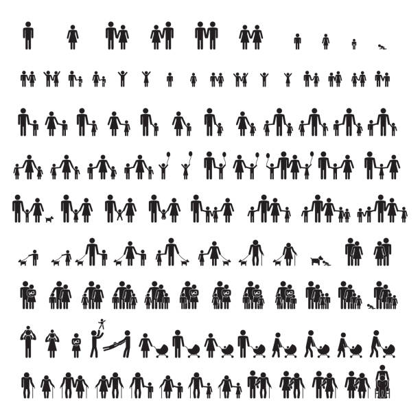 80 300 Stick Figure Icon ภาพประกอบสต็อก กราฟิกแบบเวกเตอร์ปลอดค่า