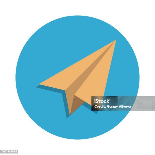 Avion En Papier Coloré Dans Licône De Carte Bleue Élément De Licône De