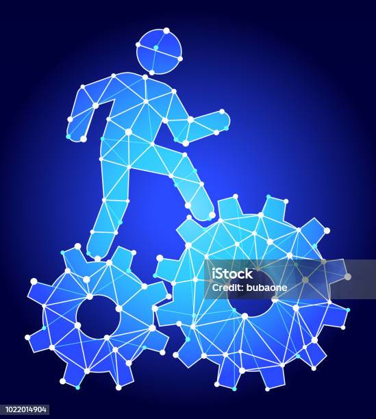 Climbing Gear Blue Triangle Node Vector Pattern Stock Illustration