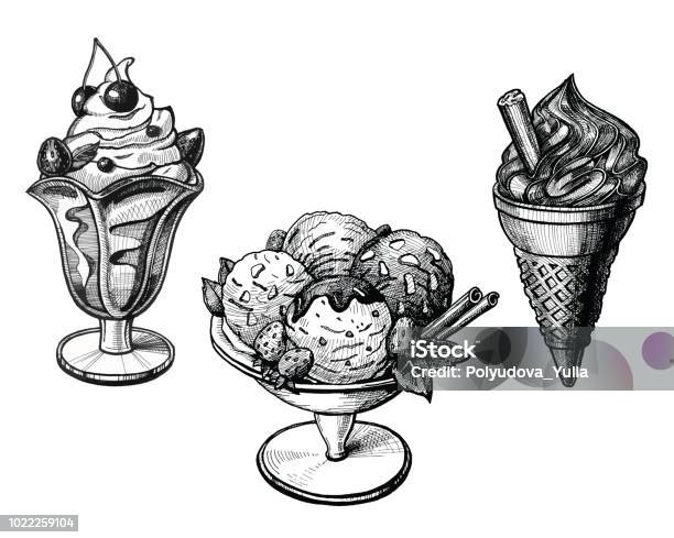 Ice Cream Hand Drawn Illustration Set Stock Illustration Download