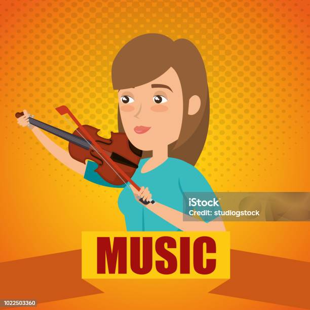 Woman Playing Fiddle Character Stock Illustration Download Image Now Adult Artist Arts