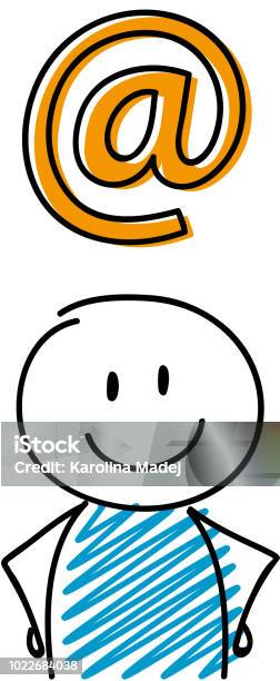 Email Address Icon With Smiley Stickman Vector Stock Illustration