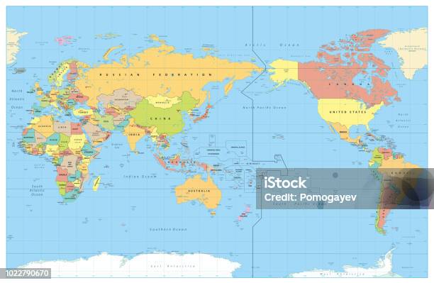 Pacific Centred World Colored Map No Bathymetry Stock Illustration ... Pacific Centred World Colored Map No Bathymetry Stock Illustration ...