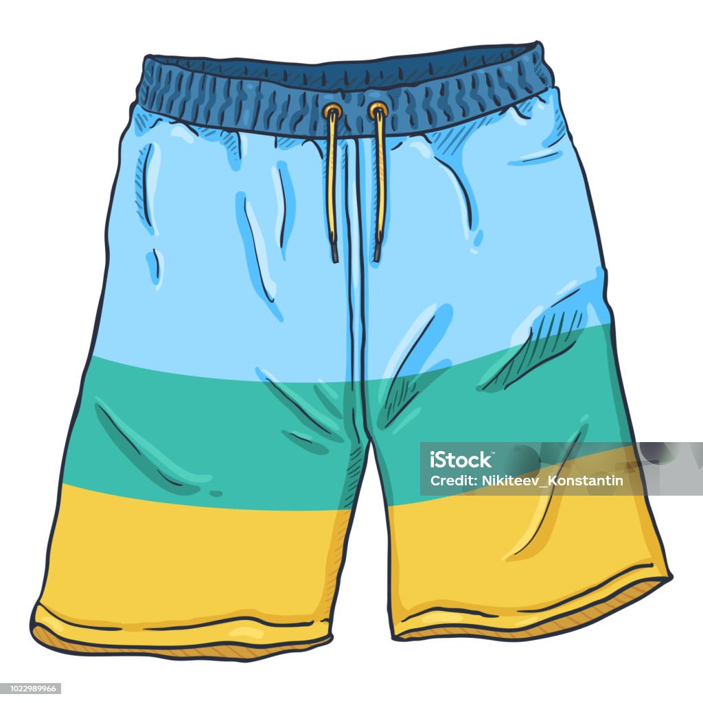 Ilustrasi Kartun Tunggal Vektor Celana Pendek Renang Warnawarni Pantai Ilustrasi Stok Unduh