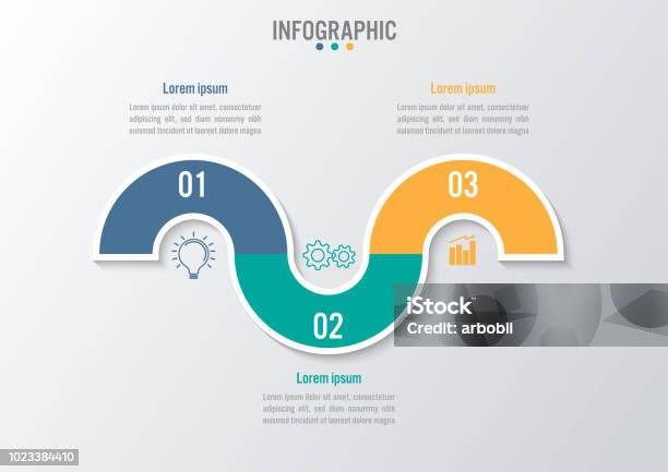 Business Modèle Infographique Avec 3 Options Courbe Ligne Diagramme Des