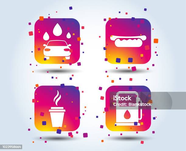 Essence Ou De La Station Dessence Icônes De Services Lavage De Voiture
