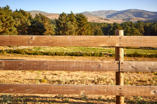 Free Stock Photo of Wooden Fence in Field With Mountains in Background ...