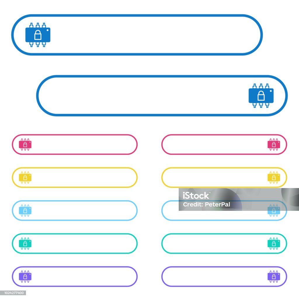 Hardware Locked Icons In Rounded Color Menu Buttons Stock Illustration