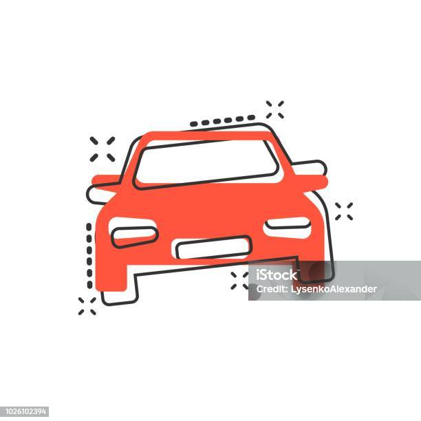 Icône De Voiture De Dessin Animé Vecteur Dans Le Style Comique