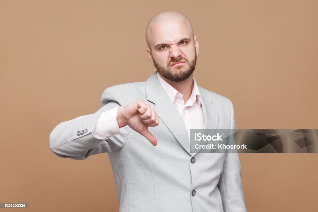 Its Too Bad Portrait Of Handsome Sad Middle Aged Bald Bearded