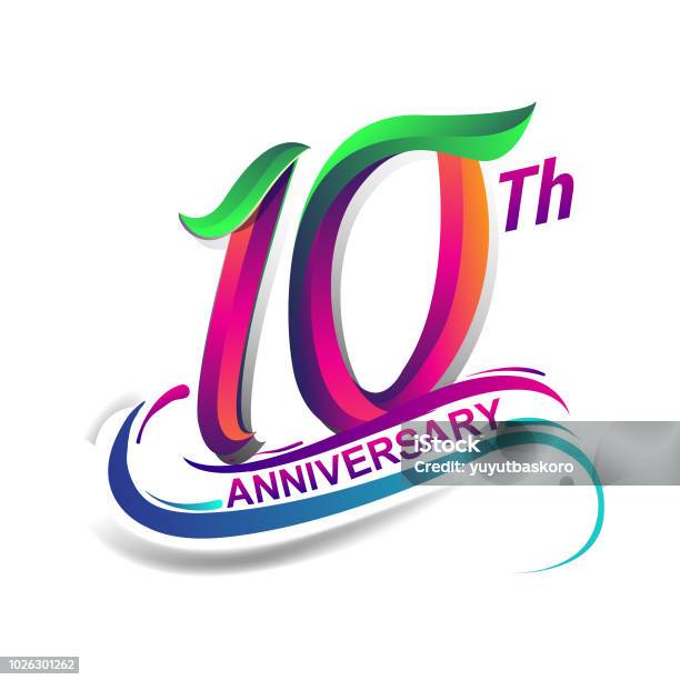 Logo Perayaan Ulang Tahun Hijau Dan Merah Ilustrasi Stok Unduh Gambar