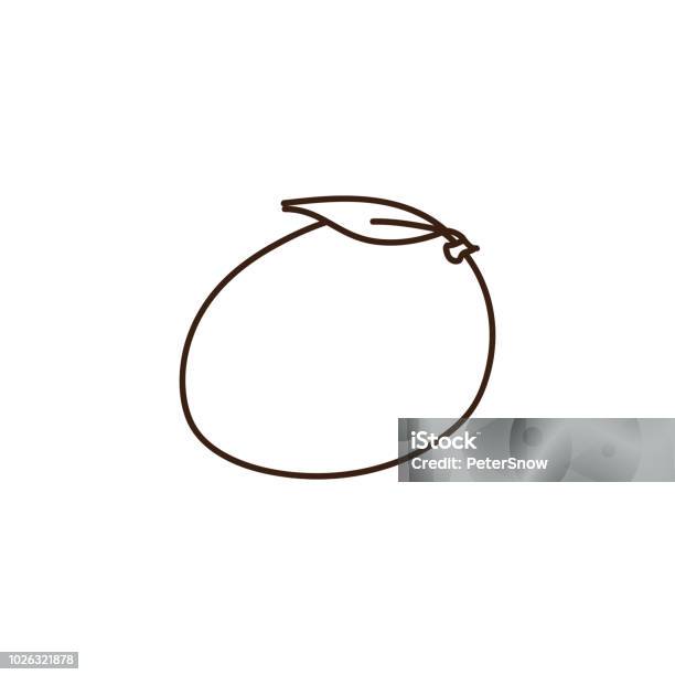 Ilustrasi Garis Besar Mangga Vector Doodle Sketsa Tangan Digambar Buah