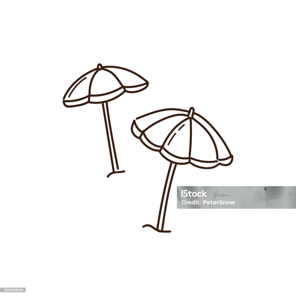 Beach Sun Umbrellas Vector Hand Drawn Doodle Icon Illustrations Stock