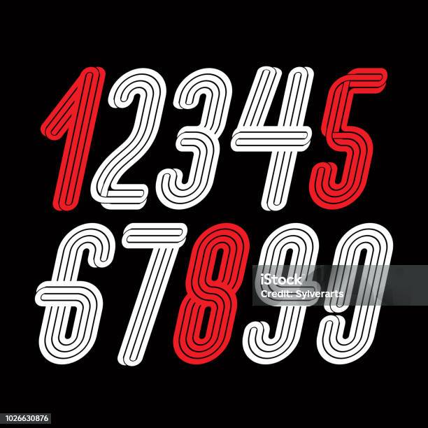 Digit Vektor Modern Koleksi Angka Dekoratif Tinggi Funky Yang Dibuat