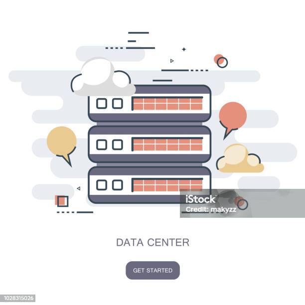 Komputer Cloud Pusat Data Hosting Koneksi Database Server Ilustrasi
