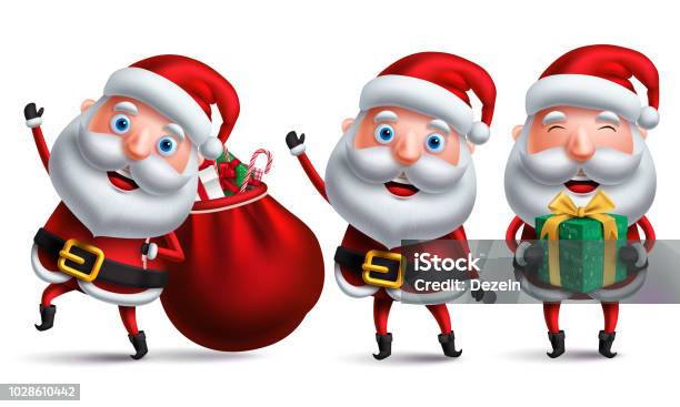 Santa Claus Karakter Vektor Natal Set Membawa Tas Hadiah Natal ... Santa Claus Karakter Vektor Natal Set Membawa Tas Hadiah Natal ...