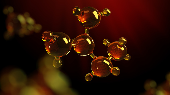 Ilustrasi Rendering 3d Model Molekul Kaca Molekul Minyak Konsep