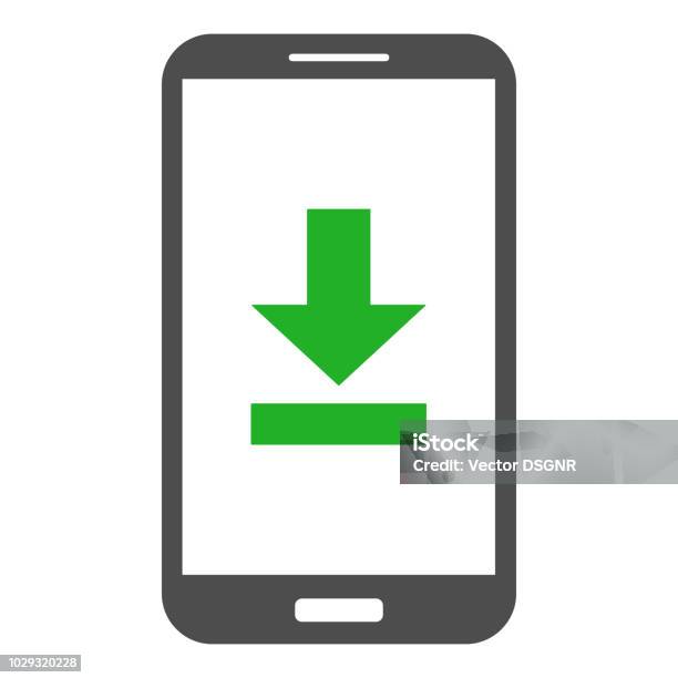 Smartphone Dengan Simbol Unduhan Hijau Di Layar Ikon Vektor Ilustrasi