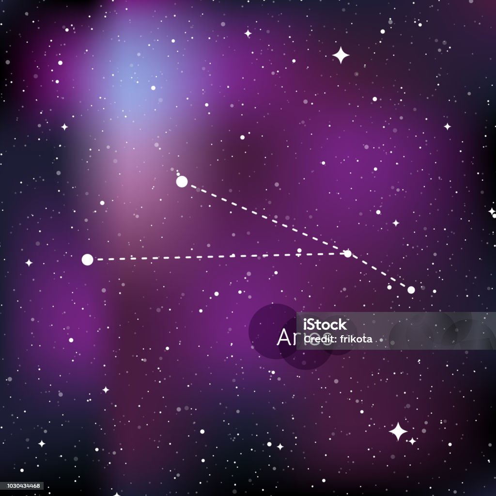 Tanda Zodiak Aries Simbol Horoskop Rasi Bintang Latar Belakang Alam Semesta Bintang Ilustrasi