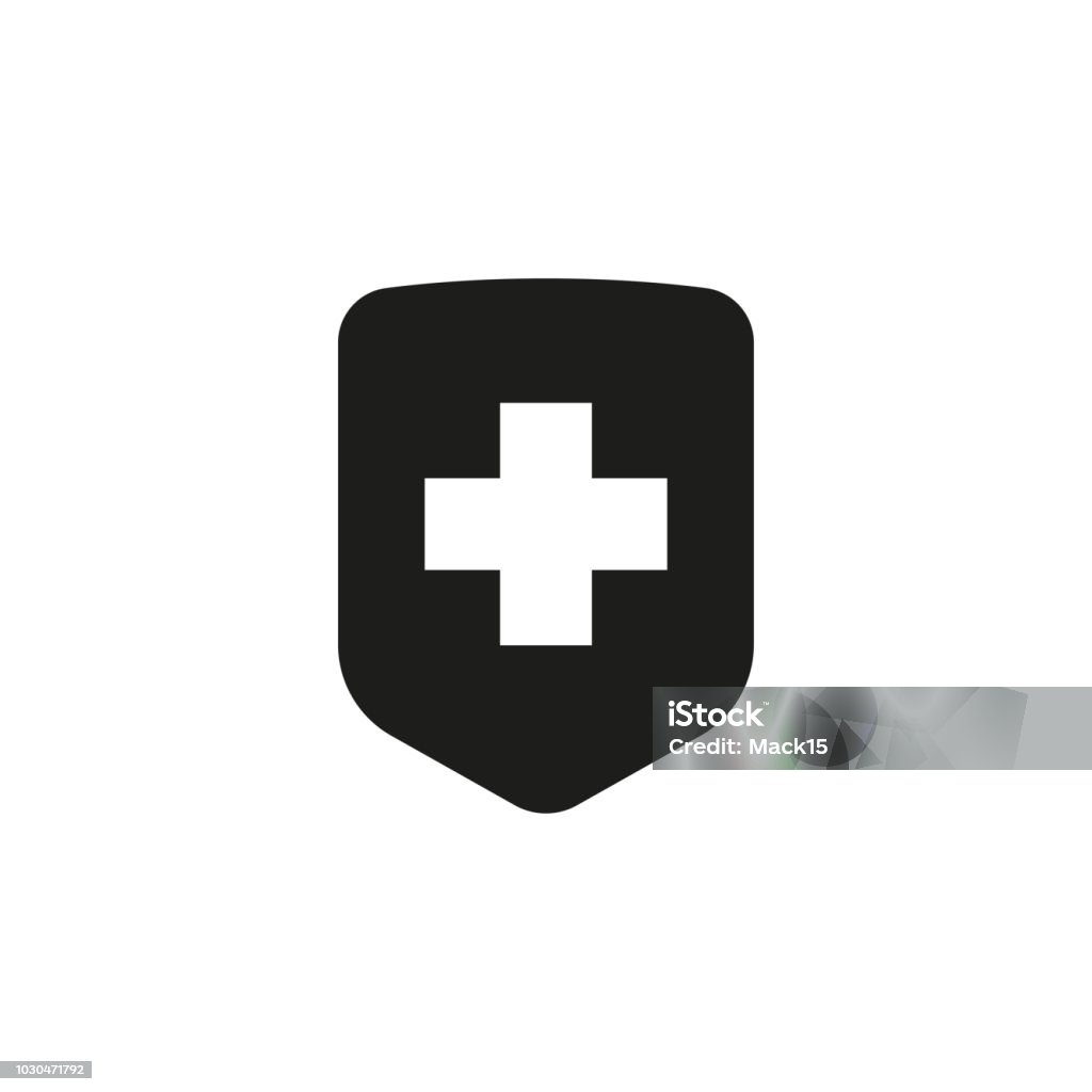 Ilustración De Icono De Sistema Inmune Cruz Médica En El Escudo Vector