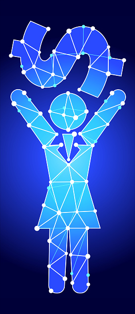 Holding Money Blue Triangle Node Vector Pattern Stock Illustration