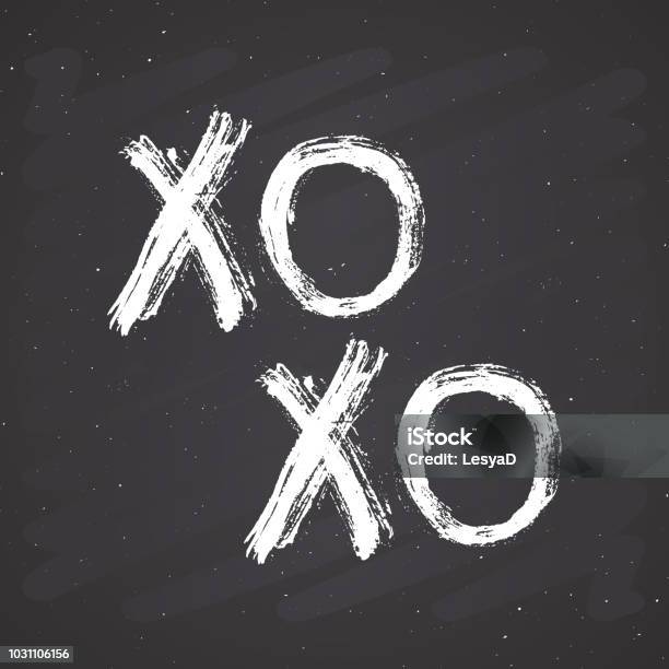 Xoxo Tanda Huruf Sikat Grunge Pelukan Kaligrafi Dan Ciuman Frase