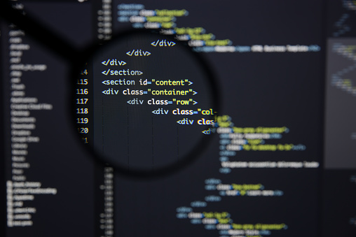 Real Html Code Developing Screen Programing Workflow Abstract Algorithm Concept Lines Of Html