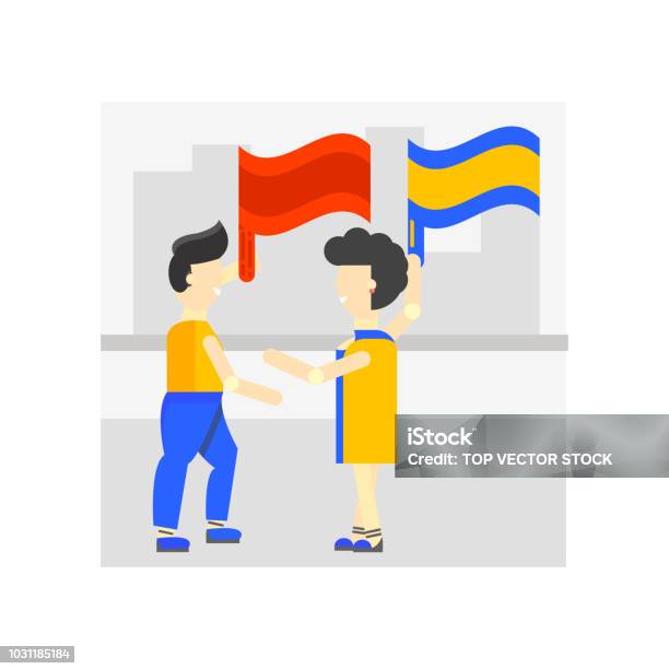 Waving Flag Icône Vector Signe Et Le Symbole Isolé Sur Fond Blanc