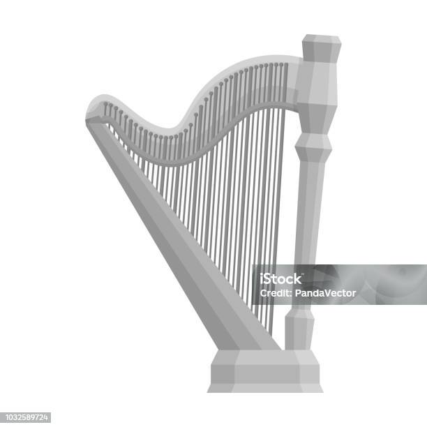 Harp Pictogram In Zwartwit Stijl Geïsoleerd Op Een Witte Achtergrond