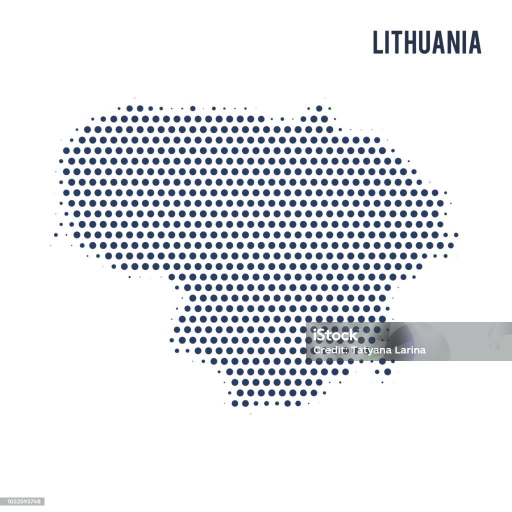 Ilustración De Mapa Puntos De Lituania Aislado Sobre Fondo Blanco Y Más